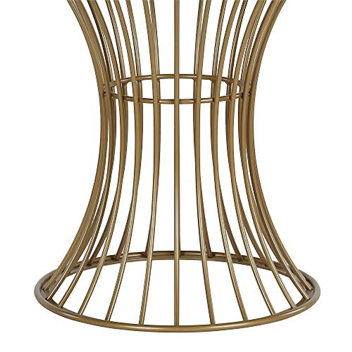 COSMOLiving by COSMOPOLITAN Westwood Modern Clear Tempered Glass Round Top Dining Table with Hourglass Gold Base - Brass