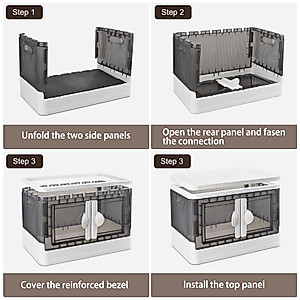 SAglorb 32.8 Quarts Closet Organizers and Storage,Plastic Storage Bins with Lids and Doors，Foldable Collapsible Storage Bins，Stackable Closet Organizer Trunk Car Organizer,4 Pack