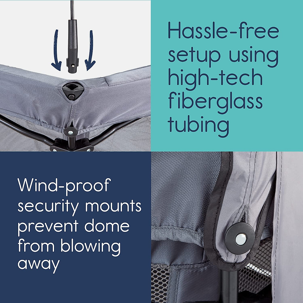 hiccapop PlayPod Portable Playpen Canopy [Dome Shade Only] | Reflective Dome with 3 Side Panels Provides Full Sun Protection at Any Time of The Day | Designed Exclusively for The hiccapop 53” Playpen