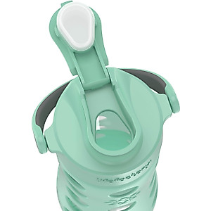 Lifefactory 16-Ounce Glass Water Bottle with Active Flip Cap and Protective Silicone Sleeve, Mint