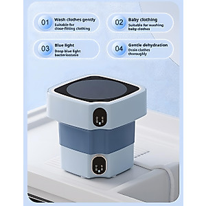 Portable washing machine, 12L folding mini washing machine, deep cleaning underwear, baby clothes and other small clothes, suitable for apartments, dormitories, camping, travel (Purple)