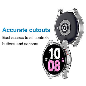 6 Pack Case for Samsung Galaxy Watch 5/4 Screen Protector 44mm, Soft TPU Plated Cases All-Around Protective Screen Full Cover Bumper Compatible for Samsung Galaxy Watch 5/4 Accessories Clear 44mm