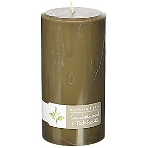 Northern Lights Candles Sandalwood & Patchouli Fragrance Palette Pillar Candle, 3 x 6
