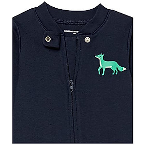 Amazon Essentials Unisex Babies' Cotton Snug-Fit Footed Sleeper Pajamas, Pack of 3, Ecru Festive Tree/Navy/Purple Dots, 0-3 Months