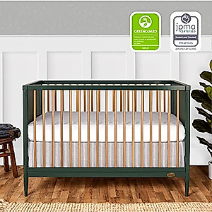 Dream On Me Clover 4-in-1 Modern Island Crib with Rounded Spindles in Olive, Convertible Crib, Mid-Century Meets Modern, Coordinates with The Clover Changing Counter