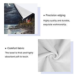 Flradish Lighthouse4 Towels 3 Pack Bath Towels for Bathroom Set Soft Cotton Highly Absorbent Lightweight & Quickdry Towel Set 1 Bath Towel,1 Hand Towel,1 Washclothe
