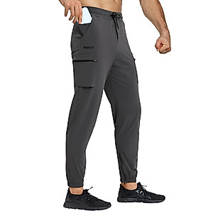 BROKIG Men's Joggers Lightweight Workout Pants Ankle Zip Gym Athletic Sports Running Sweatpants Men with Pockets(Dark Grey,Large)