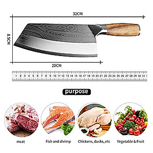 MUDHEN Cleaver Knife-Vegetable Cleaver 7" Kitchen Knife-Chinese Chef's Knives-Cleavers-Cleaver Kitchen Knife- Meat Cleaver Superior Class Stainless for Kitchen with gift box(German Steel Kitc