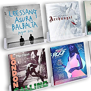 Clear Vinyl Record Shelf Wall Mount for 7 inch CD DVD Single EP LPs Acrylic Album Records Display Floating Rack Holder for Wall Sheving Juice Bottle Sample Lipstick Collection Hanger 8 Packs Invisible