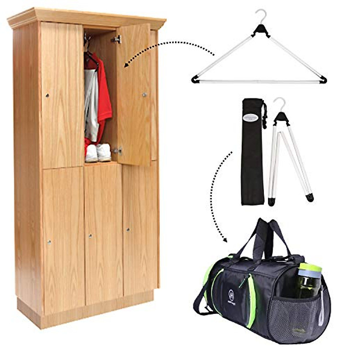 Travel Hanger, Car Hanger, Clothes Hanger, Gym Hanger, Fitness Hanger- Folding Foldable Hanger, Portable Hanger (Matte Silver & Black)