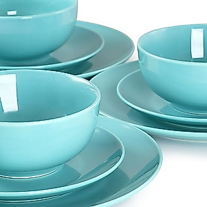Elama Luna Porcelain Dinnerware Set (Blue), Service for 6, 18 Piece