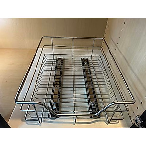 Deep Pull Out Cabinet Organizer 13.6" Wide x 17" Deep - Premium Kitchen Cabinet Pull Out Shelves for Cabinets - Slide Out Bottom Mounted Pantry Shelves and Cabinet Drawers - Easy Installation