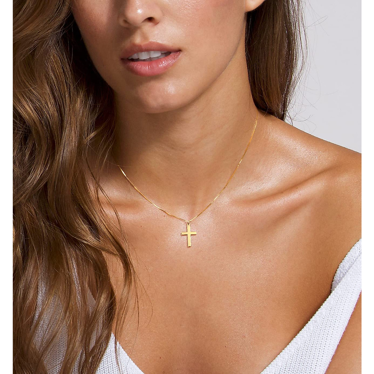 DEARMAY Dainty Gold Cross Necklaces for Women, 14K Gold Cross Necklace for Women Simple Small Gold Cross Pendant Necklace Thin Chain Choker Necklaces Jewelry for Women Gift