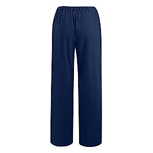 UQGHQO Linen Flare Pants Women's High Elastic Waistband Wide Leg Palazzo Culotte Gaucho Capri Pants (S~5XL)