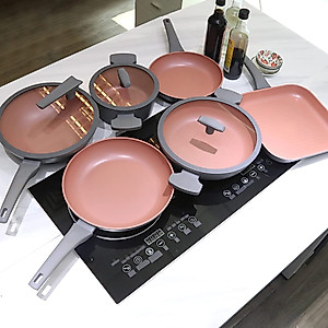 SHINEURI 9 Pieces Nonstick Cookware, Nonstick Pots Pans Set, Nonstick Pans and Pots, Nonstick Pans, Nonstick Pots, Non-stick Ceramic Cookware Set, Ceramic Pots and Pans Set, Ceramic Pans Pots Set