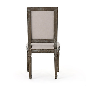 Christopher Knight Home Ledger Traditional Fabric Dining Chairs, 2-Pcs Set, Wheat / Dark Brown