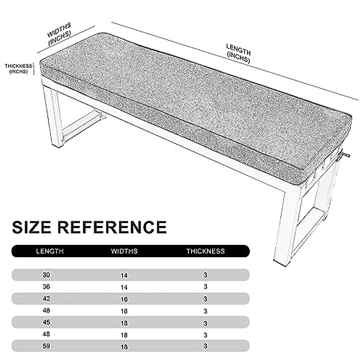 ROFIELTY Bench Cushion Double Piping Bench Cushions for Indoor Furniture with Adjustable Straps Window Seat Cushions Indoor Piano Bench Cushions (45x18x3, Cream Color)
