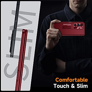 for Samsung Galaxy Z Fold 5 Phone Case: Lightweight Sleek Stylish Phone Stand Case - Hinge Protection Slim Case with Screen Protector Phone Cover for Samsung Z Fold 5 5G 2023 - Red