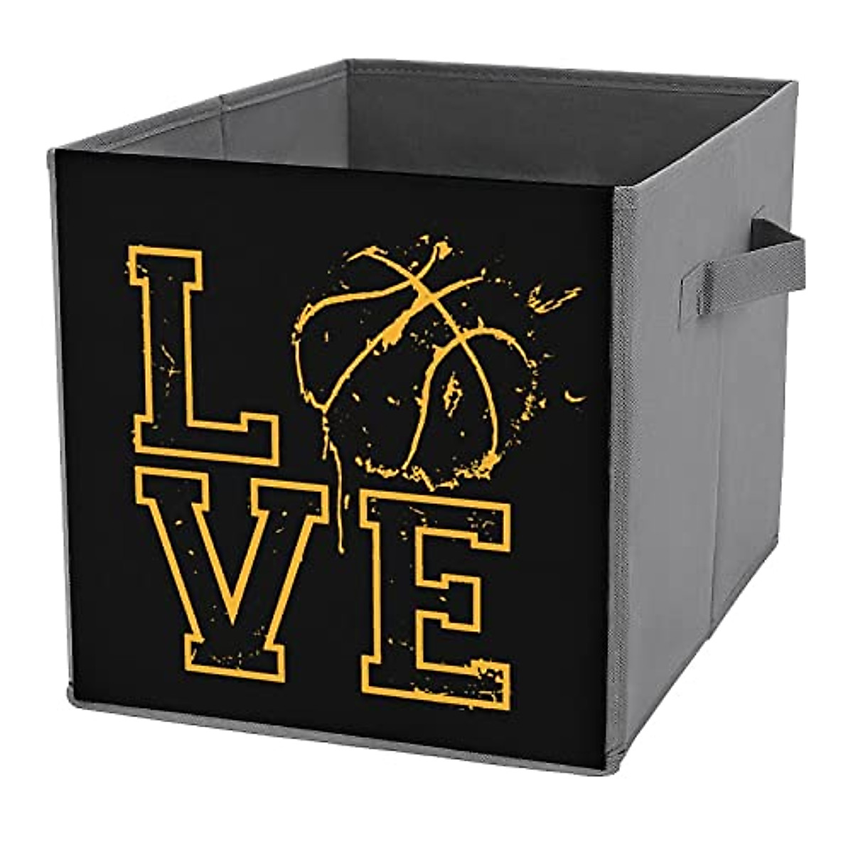 Love Basketball Collapsible Storage Bins Basics Folding Fabric Storage Cubes Organizer Boxes with Handles