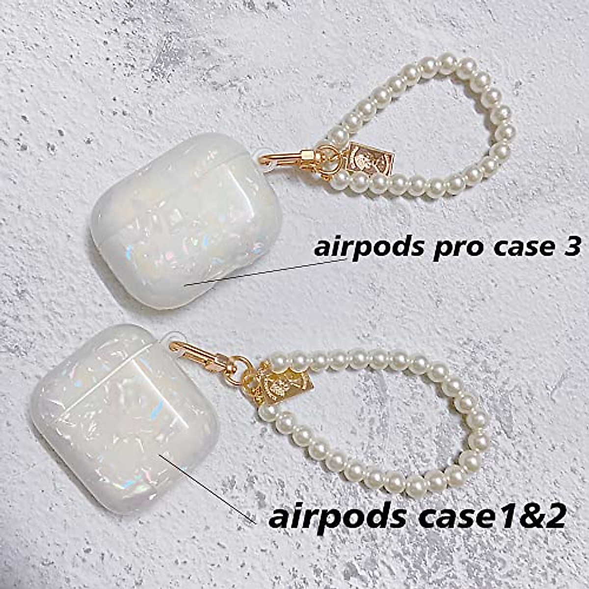 ZHIRUAN Airpods Pro Case (2019) Earbuds Case Protective Cover Skin with Pearl Keychain Airpods Accessories Compatible with AirPods Pro Charging Case (White)