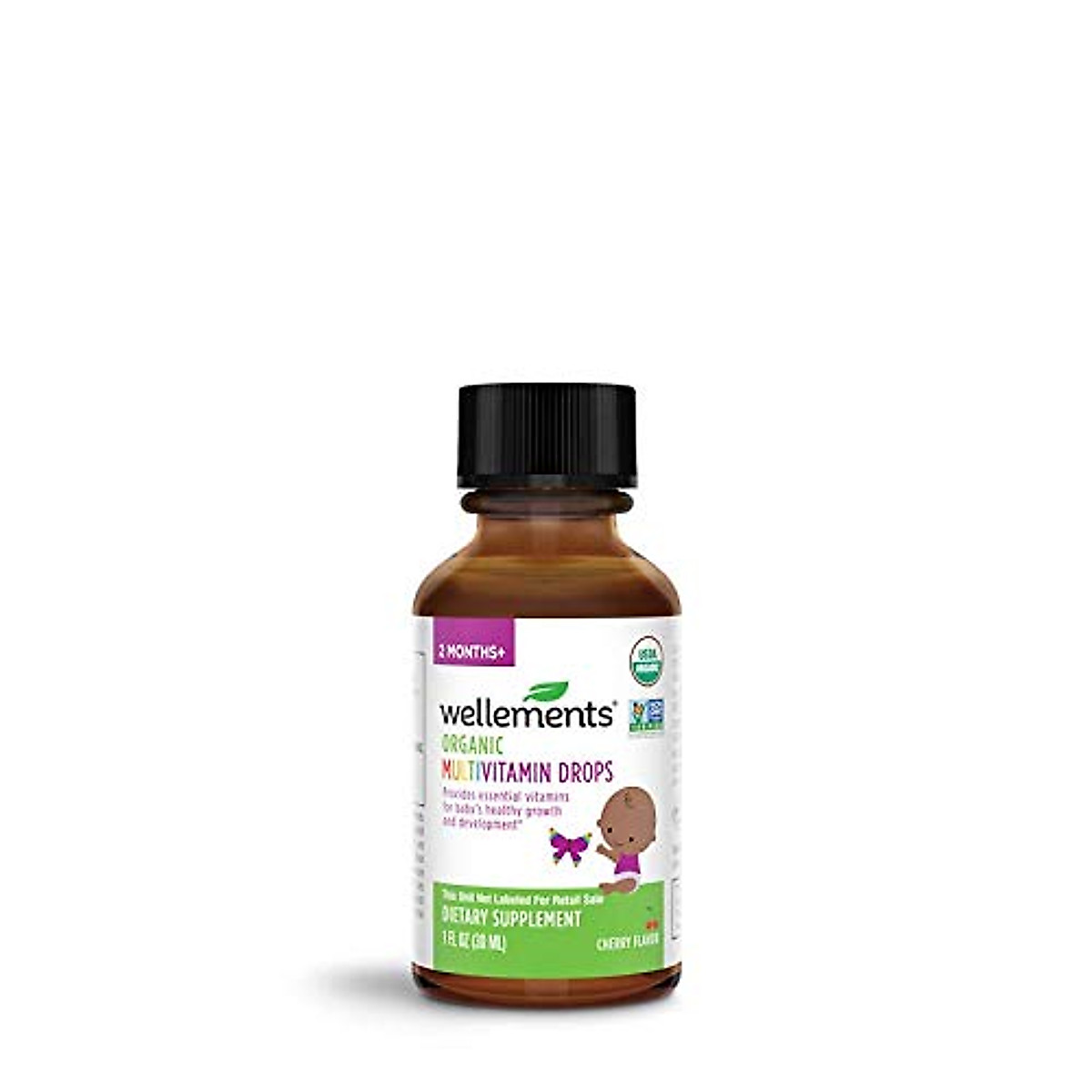 Wellements Organic Multivitamin Drops, 1 Fl Oz, Baby Liquid Vitamin Supplement for Infants & Toddlers, Provides Daily dose of Vitamins A,B,C,D & E.* No Artificial Colors or Unnecessary Preservatives.
