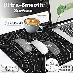 UJoowalk Topographic Gaming Mouse Pad, Large, Black and White, 31.5 x 11.8 in