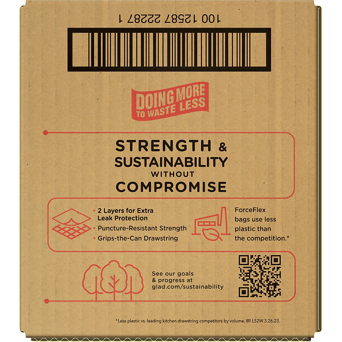 GLAD ForceFlex Tall Drawstring Trash Bags, 13 Gallon White Trash Bags for Tall Kitchen Trash Can, Unscented Leak Protection Bags, 120 Count - Packaging May Vary