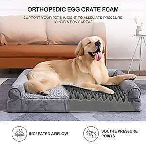 Mesa Lemon Large Dog Bed, Washable Dog Bed with Removable Cover, Orthopedic Dog Bed with Waterproof Lining, Memory Foam Bolster Dog Sofa with Nonskid Bottom, Dog Bed for Large, Extra Large Dogs