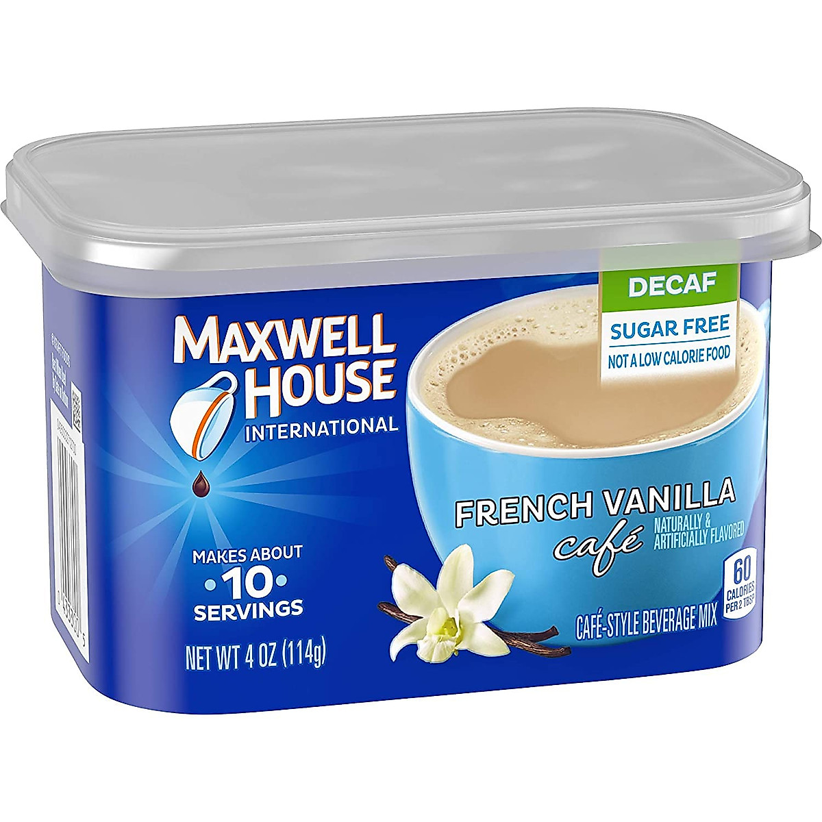 Maxwell House International Sugar-Free French Vanilla Decaffeinated Instant Coffee,4 Ounce (Pack of 8)