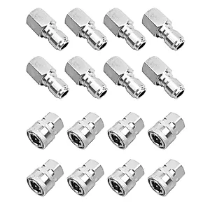 𝟐𝟎𝟐𝟒 𝐍𝐞𝐰 NPT 3/8 Inch Stainless Steel Male and Female Quick Connector Kit, Pressure Washer Adapters Hose Quick Connector Internal Thread 8 Sets