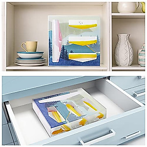 Plastic Bag Organizer Kitchen Acrylic 4 Slots Storage Bag Holder Baggie Organizers for Drawer Counter Pantry, Green Mountain