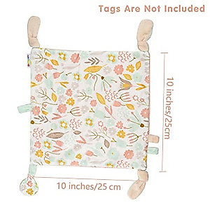 Dr.Rapeti Tag Security Blanket for Baby Infant Toddler Kid 10x10inches Washable Sensory Toy Lovey Appease Blanket (Flower)