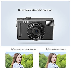 HUAWA Digital Camera- 1080P HD Mini Vlogging Video Camera Rechargeable Point & Shoot Camera LCD Screen 16X Digital Zoom 24MP Video Camera for Beginners Gift for Teens, Black