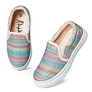 K KomForme Toddler Girls Boys Shoes Little Kids Slip on Canvas Sneakers for Running/Walking Colorful
