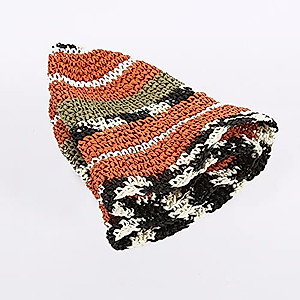 Handmade Crochet Bucket Hat Colorful Beanie Hat Wide Brim Fisherman Cap for Outdoor Summer Camping Climbing Hiking Multicoloured