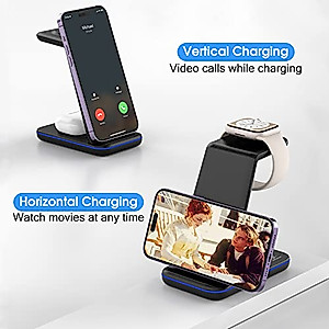 Wireless Charger 3 in 1 for iPhone/iWatch/Airpods Devices, Charging Station for iPhone 14/13/12/11/Pro Max/SE/X/XS/XR/8, Multi Charger Stand for Apple Watch iWatch 8/7/6/SE/5/4/3/2, Airpods 3/Pro/2