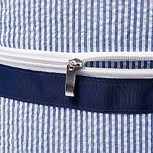 BLANKSMALL Toddler Backpack, Seersucker Small Preppy Backpack, Classic Cute Kids School Small Preschool Kindergarten Children Bag 12" H x 9.5" W for 2-5 Years (Navy)