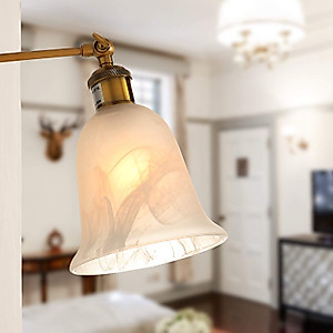 Eumyviv Bell Shaped Alabaster Glass Lamp Shade Replacement with 1-5/8-inch Fitter Opening for Ceiling Fan Light Kit Wall Sconce Pendant Light Fixture (6pcs Alabaster Glassed)