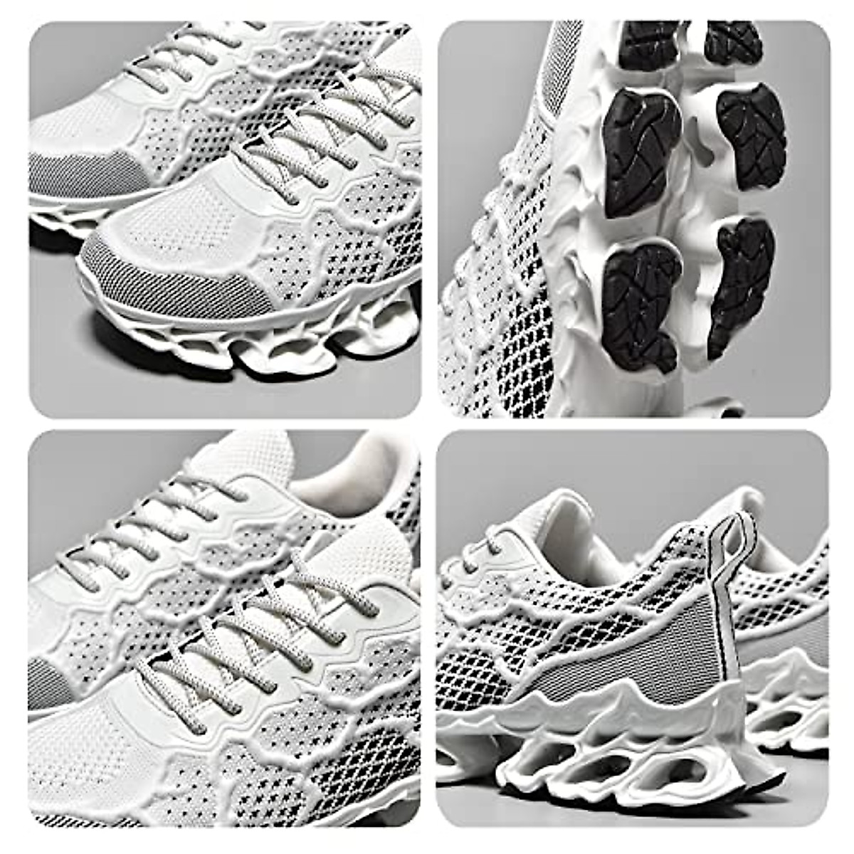Nuofado Men Sport Trail Running Athletic Blade Sneakers Walking Shoes Tennis Shoes White Size 9.5