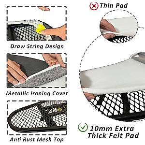 Fayaww 36x12in Table Top Ironing Board, Small Ironing Board with Removable Iron Rest, Metallic Ironing Cover and Thick Felt Pad, Black