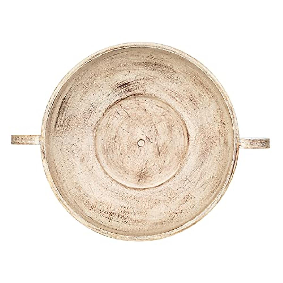 Ka Home Distressed Metal Bowl for Decorative Centerpiece, Table, Home Decor - Rustic White Large Footed Bowl with Handles - Farmhouse Kitchen Decor Accent