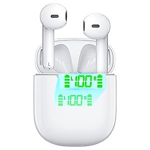 HINYCOM Wireless Earbuds, Bluetooth Headphones with Wireless Charging Case and LED Power Display Stereo Earphones with USB C, Smart Touch Control 40H Play Time Wireless Earphones for Sports and Work