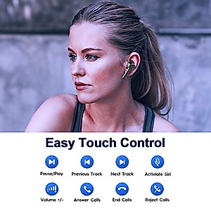 Tecno Wireless Bluetooth Earbuds, 25H Bluetooth Headphones with Microphone, IPX5 Waterproof Wireless Headphone with 4 Mics, High-Fidelity Stereo Bluetooth Earphones for Sports and Work,GE1