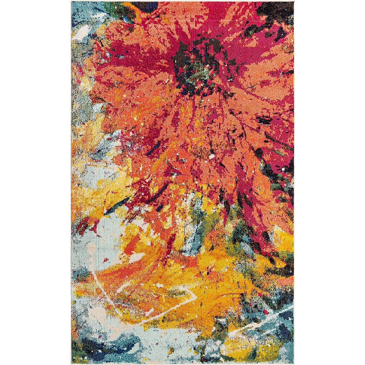 Unique Loom Estrella Collection Distressed, Floral, Abstract, Modern, Bright Colors Area Rug, 5' 0" x 8' 0", Multi/Blue