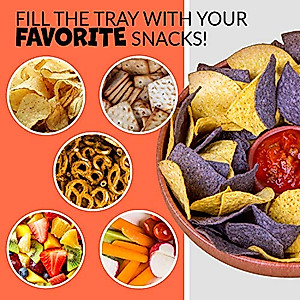 Nostalgia Taco Tuesday 10-Inch Tortilla Chip & Salsa Bowl, Perfect For Potato Chips, Pretzels, Veggies, Ranch, Guacamole, Dips, Hummus, Brown