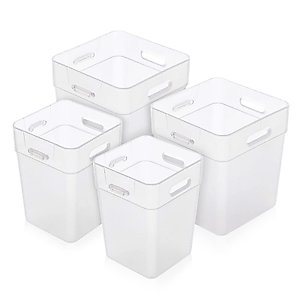 Klyuqoz Fridge Door Organizer, Refrigerator Organizer Pack of 4, Plastic Mini Fridge Accessories for Fridge Counter Desktop Cabinet Kitchen Organization Storage, 2 Large and 2 Small