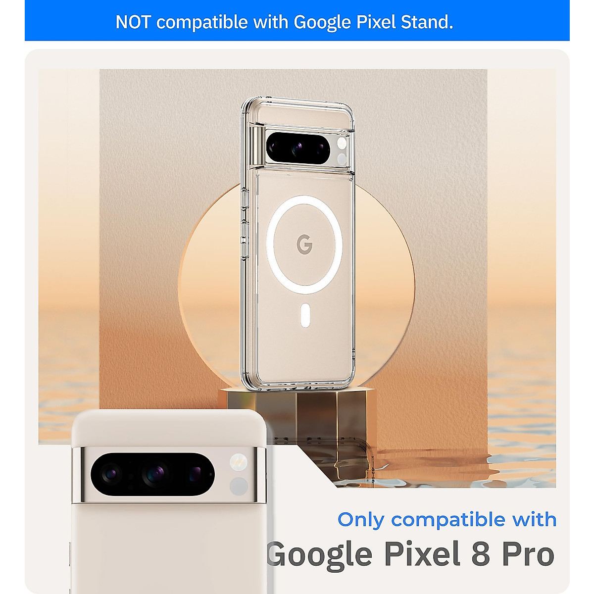 LONLI JIC - for Pixel 8 Pro Case - Tough Clear Protective Phone Case - [Built-in Magnets for Magsafe] - [10 FT Drop Protection]