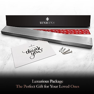 Luxiluxy Magnetic Knife Strip with 3M Adhesive Tape - No Drilling - 16 Inch Stainless Steel Magnetic Knife Holder for Wall - Knives Bar Rack for Kitchen Utensil, Art Supply & Tool Organizer