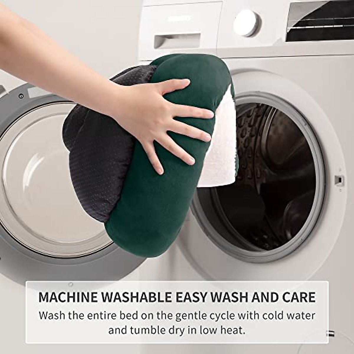 Love's cabin Round Donut Cat and Dog Cushion Bed, 20in Pet Bed for Cats or Small Dogs, Anti-Slip & Water-Resistant Bottom, Super Soft Durable Fabric Pet beds, Washable Luxury Cat & Dog Bed Green