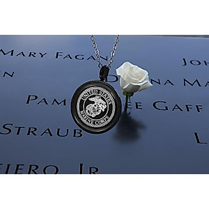 MEMORIALU Black MARINE CORPS Urn Necklace For Ashes Stainless Steel Memorial Pendant Cremation Jewelry for Men Women